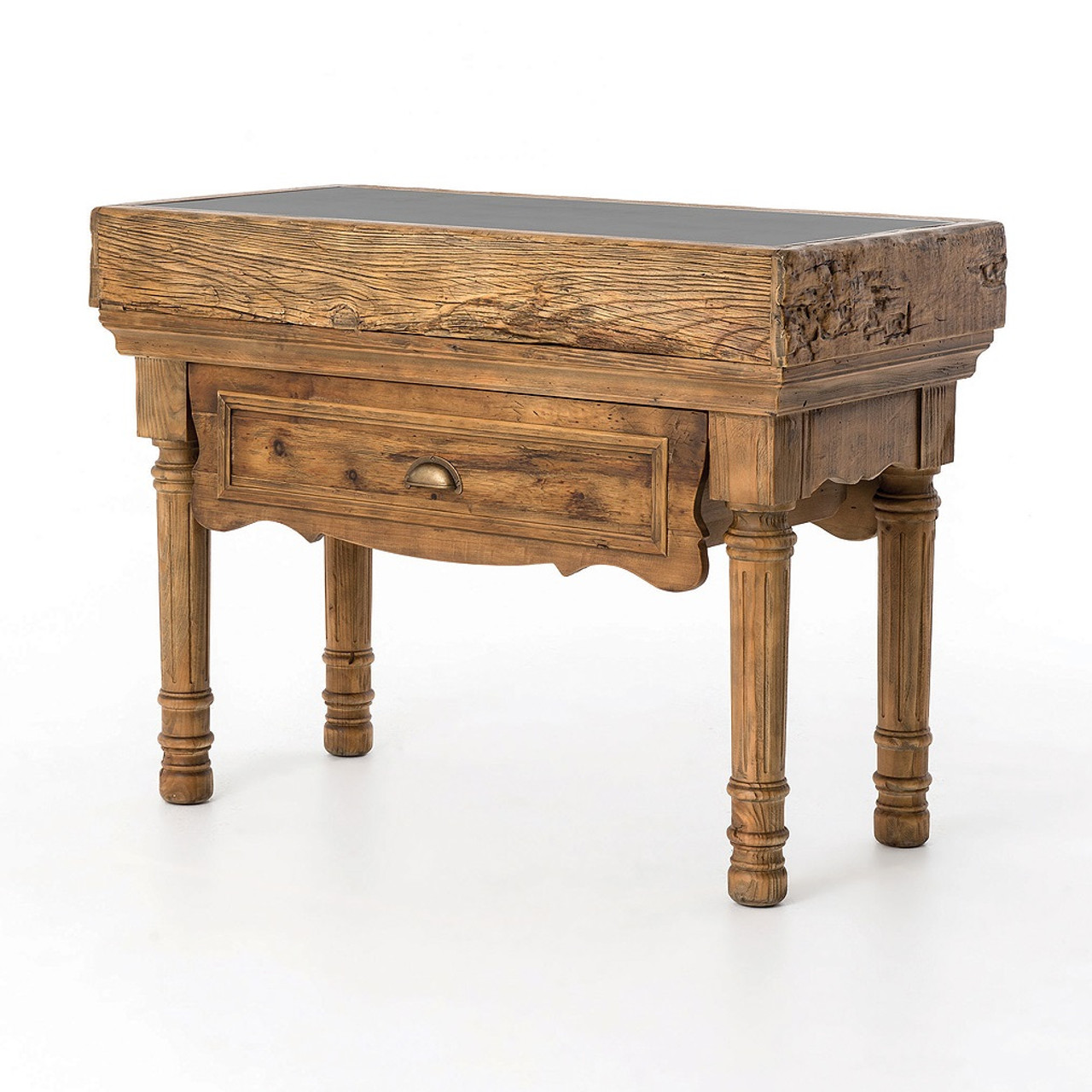 Elvia Rustic Reclaimed Wood Kitchen Island with Bluestone Top | Zin Home Elvia Rustic Reclaimed Wood Kitchen Island with Bluestone Top | Zin Home