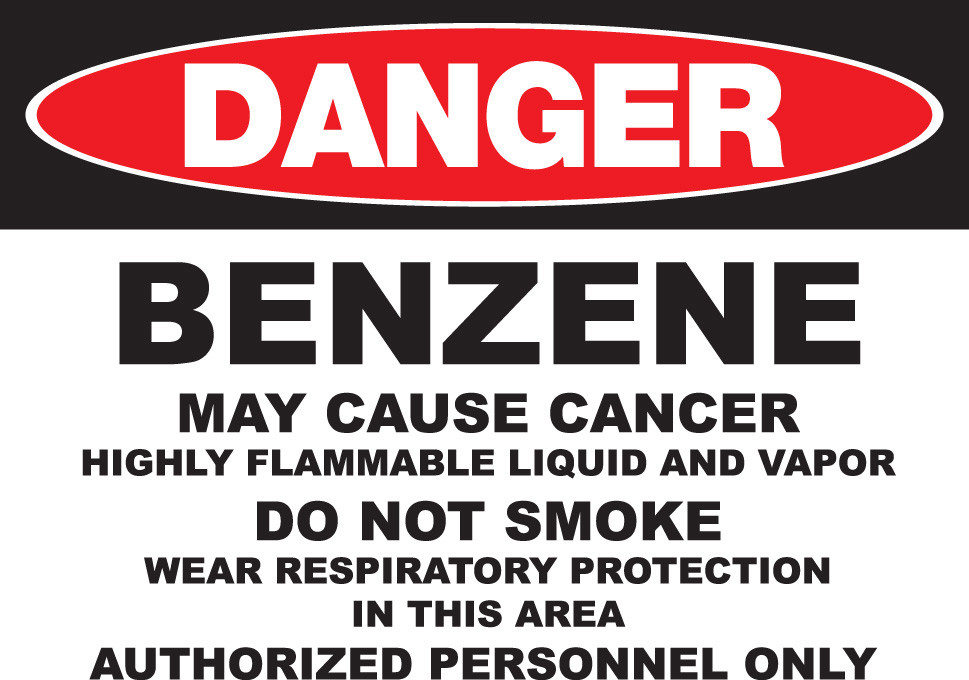 Danger Benzene Sign, 10Hx14W - GHS/HazCom | Zing