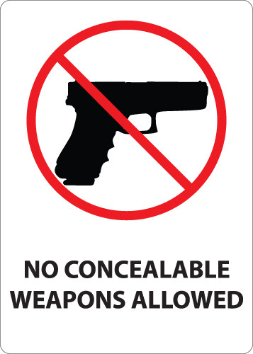 South Carolina No Concealed Weapons Allowed Sign | Zing