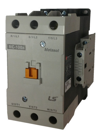 LS MC-100A METASOL 3 pole, 100 AMP contactor with a 240vAC coil and 2 N.O. and 2 N.C. base ...