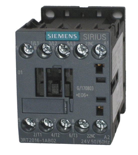 Siemens Sirius 3RT2016-1AB02 3 pole 9 AMP 24 volt AC contactor