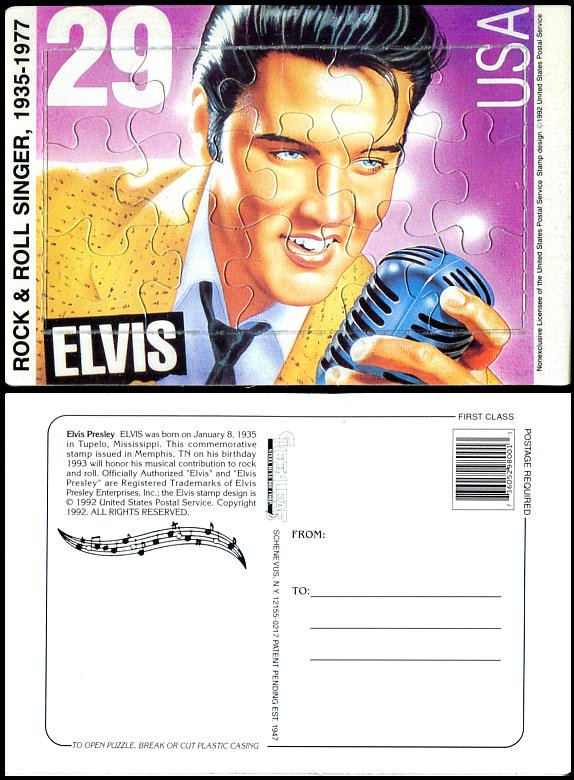 Elvis Presley .29c Stamp Puzzle 4in x 6in Postcard - First Day Covers ...