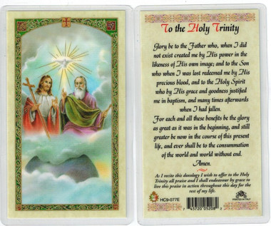 Holy Trinity, Laminated prayer card