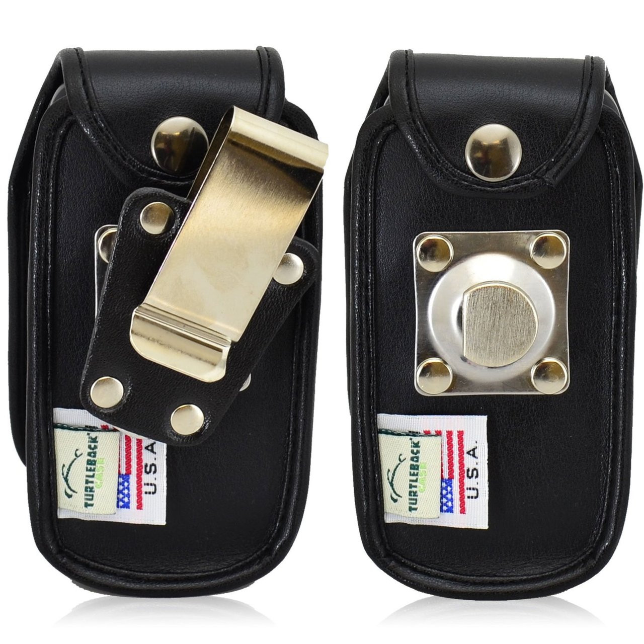 Samsung Rugby 4 Flip Phone Black Leather Fitted Case with Rotating ...