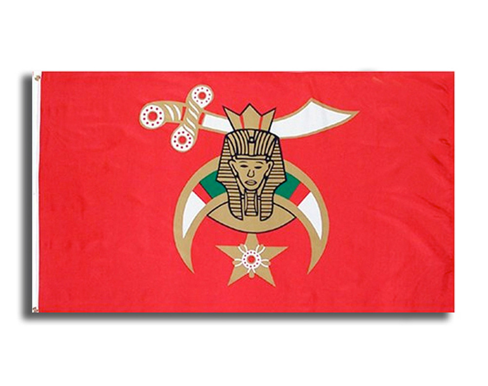 Masonic Shriner 3x5 Polyester Flag - With Red Background and Standard ...