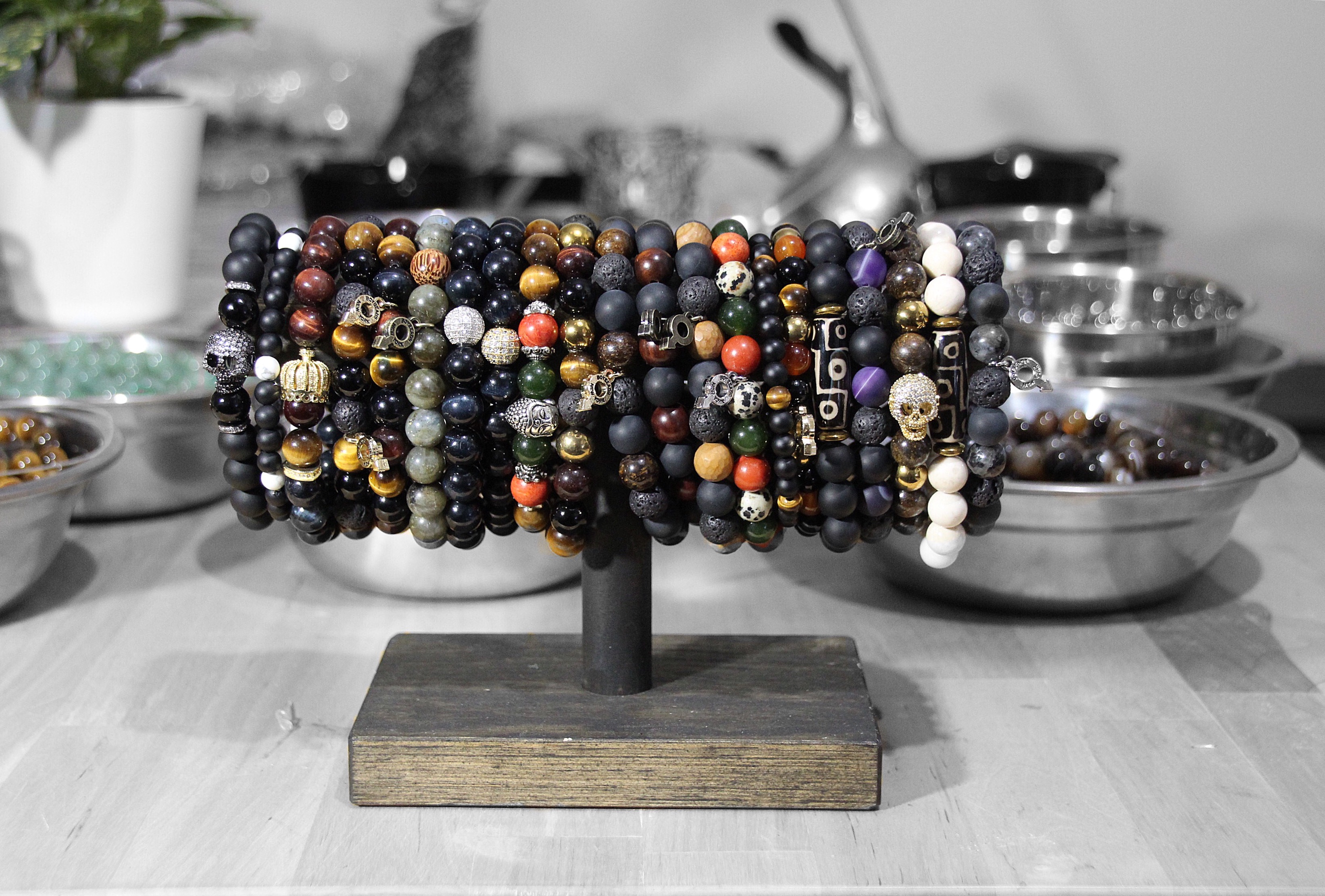 BOYBEADS- Custom Natural Stone Bead Bracelets/Necklaces for Men New ...