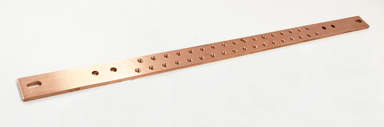 BBHORT119 - 1" x 19" Horizontal Rack Copper Bus Bar Tapped - 3/16" x 1 ...