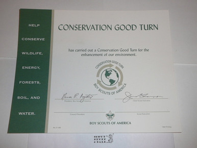 1994 BSA Conservation Good Turn Certificate blank