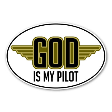 God Is My Pilot (with wings) Oval Magnet | Magnet America