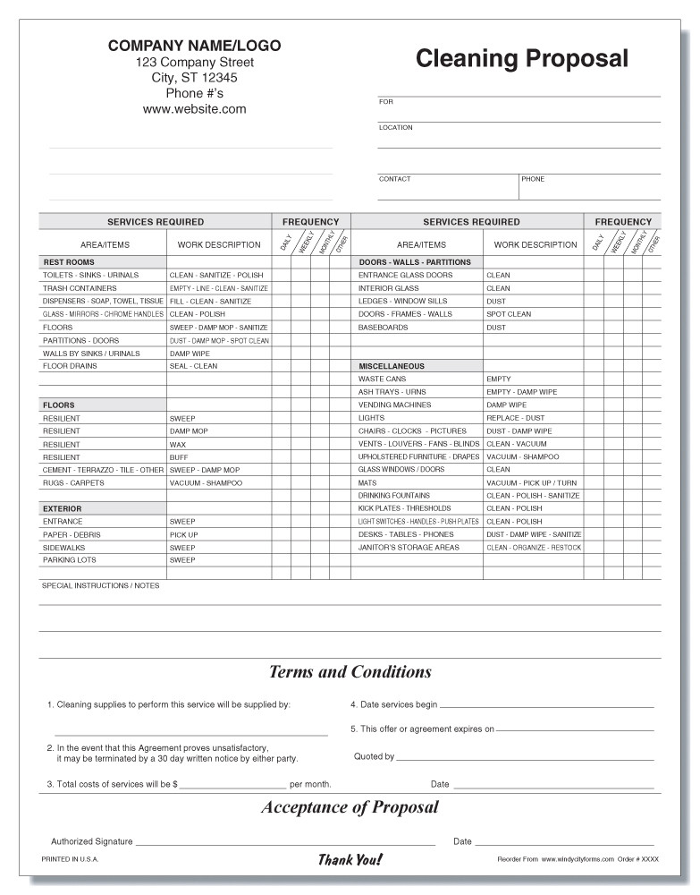 Cleaning Proposal Commercial Windy Forms Cleaning Proposal Commercial Windy Forms