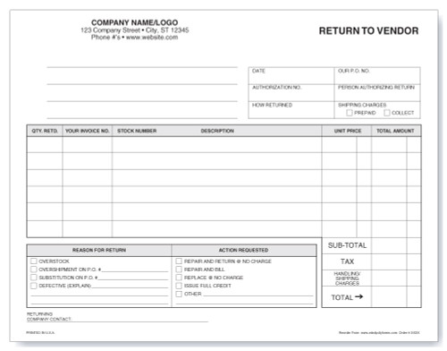 Return to Vendor - Windy City Forms