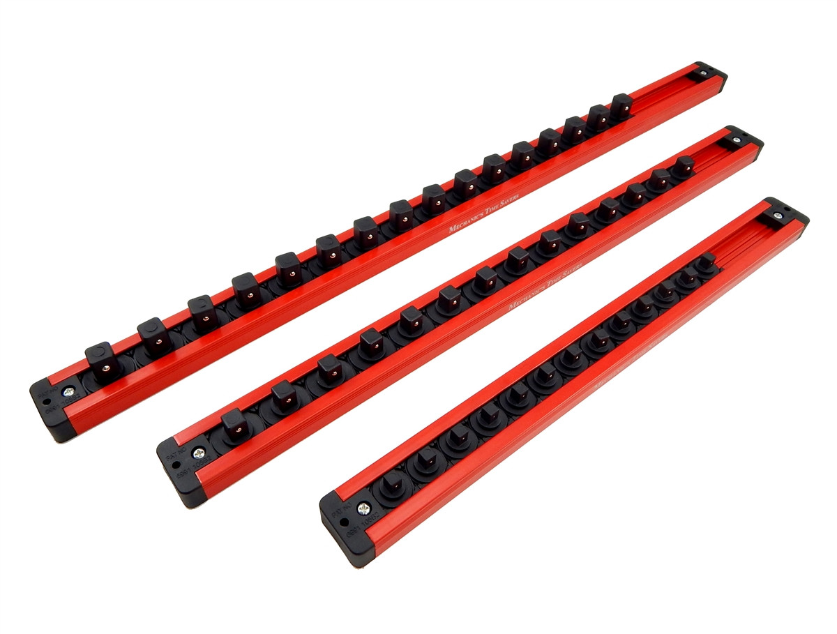 Mechanics Time Saver 1/4 3/8 1/2 Drive Lock A Socket Magnetic Rail Rack ...