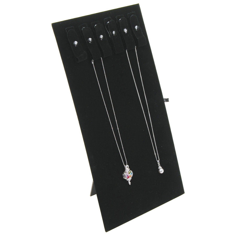 Black Velvet Necklace Display Pad with 6 Snaps - Eds Box & Supply Co.