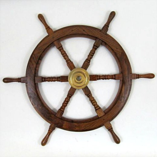 30 Inch Nautical Wood Ships Wheel