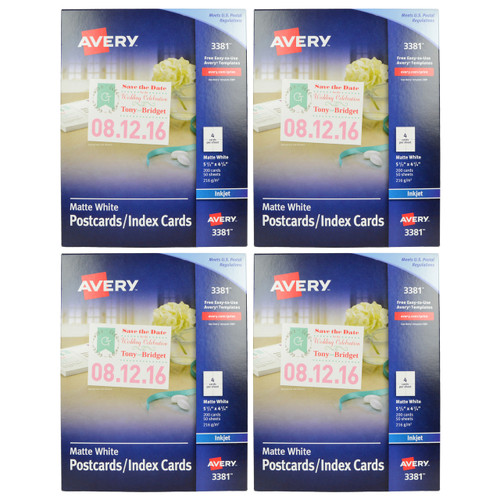 Avery 3381 Inkjet Postcard Index Cards 4 Pack Office Items Avery 3381 Inkjet Postcard Index Cards 4 Pack Office Items